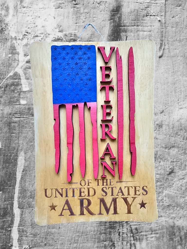 Army Veteran Flag Plaque - Houston Custom Print